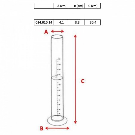 Probeta Graduada 320 ml. Plastico resistente al alcohol